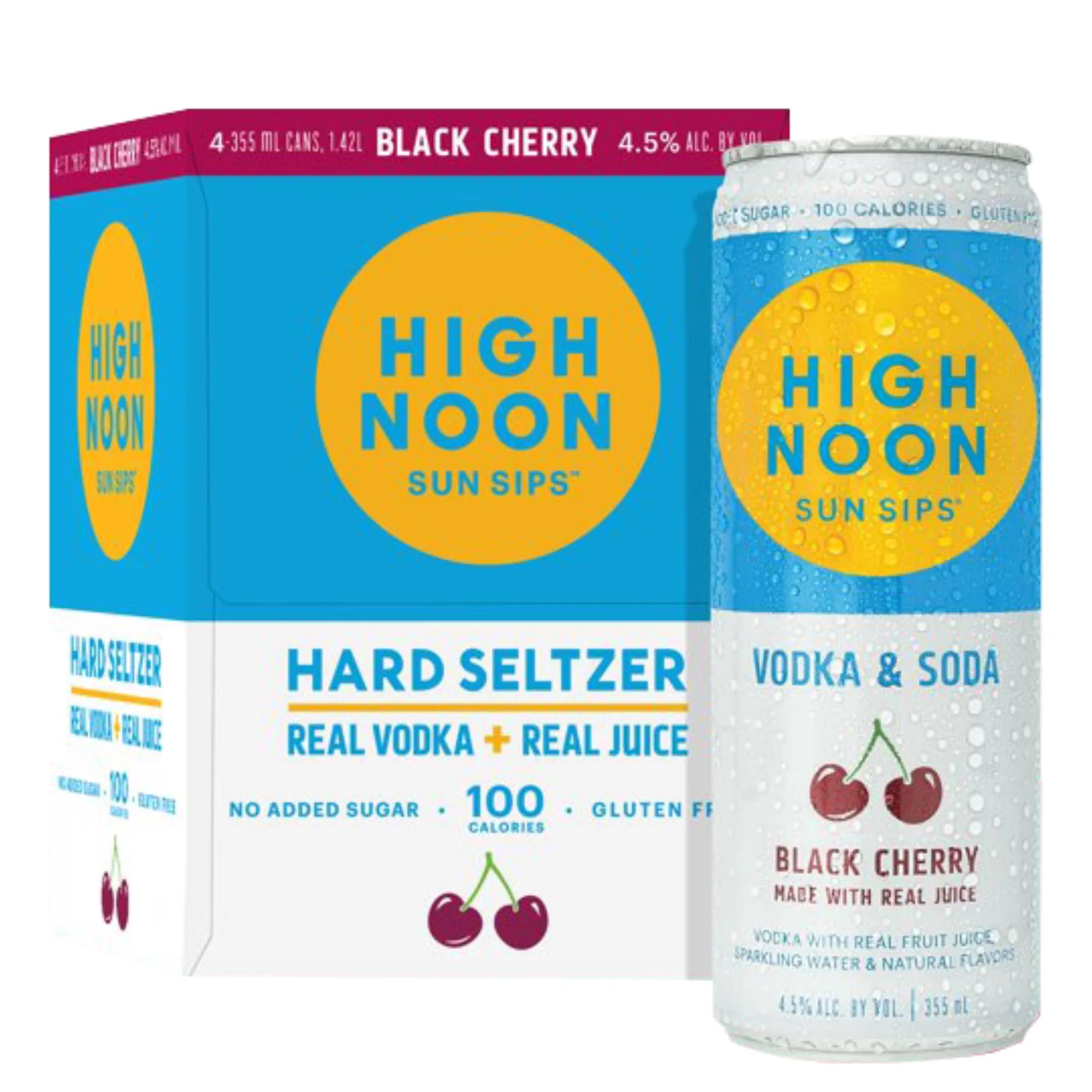 High Noon Black Cherry Vodka Seltzer 12-Oz Can 4-Pack – VS